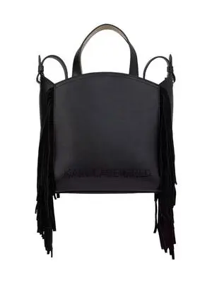 Karl Lagerfeld Small K/circle Fringed Tote - Black