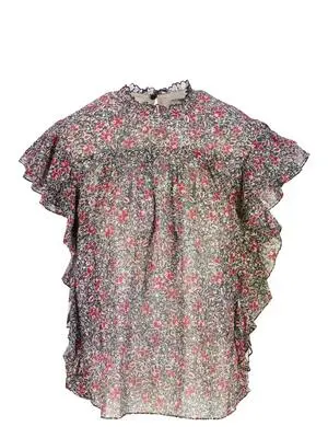 MARANT ETOILE Floral Print Ruffled Top - Black