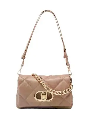 Liu Jo Quilted Shoulder Bag With Metal Logo - Neutrals