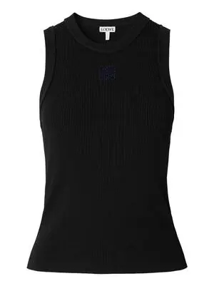 LOEWE Anagram Embroidered Ribbed-Knit Tank