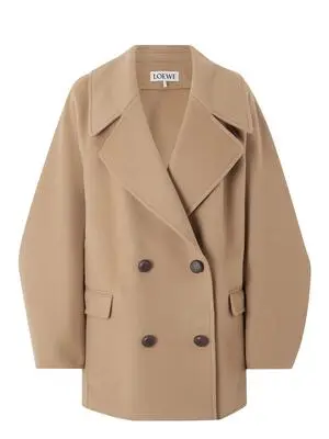 Loewe Double-breasted Wool Coat - Brown