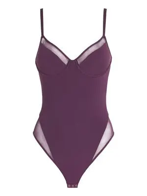 Wolford Sheer Opaque Underwired Bodysuit - Purple