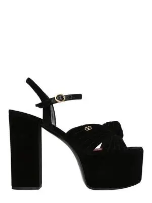 Valentino Garavani Velvet Crasher Platform Sandals 125 - Black