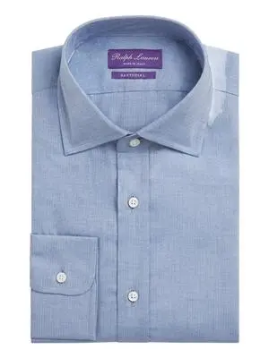 Ralph Lauren Purple Label Cotton Herringbone Aston Dress Shirt - Blue