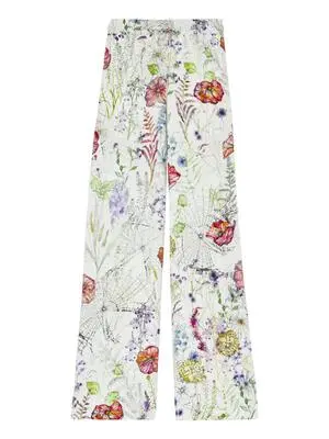 Alexander McQueen Floral Satin Trousers - White