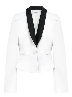Alexander McQueen Wool Cropped Blazer - White