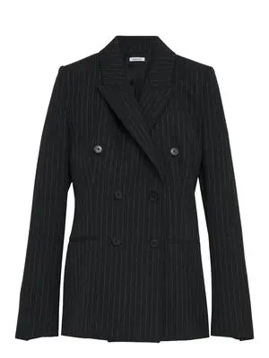 Alexander McQueen Wool Pinstripe Double-breasted Blazer - Black