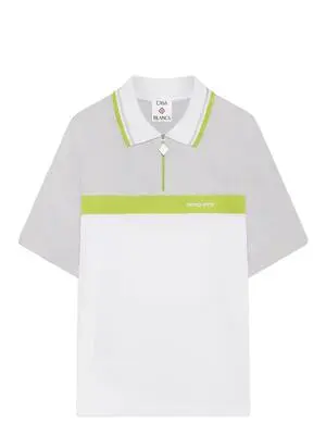 Casablanca Grey Short Sleeve Polo Shirt - White