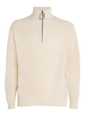 JW Anderson Wool-cotton Anchor-zip Sweater - White