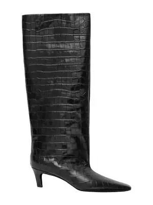 TOTEME Wide Shaft Boots - Black Croco