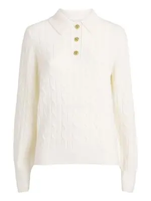 Barbour Cable-knit Evie Polo Sweater - White