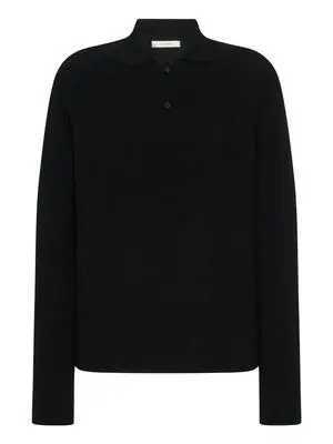 THE ROW Tiger Cashmere Polo Shirt - Black