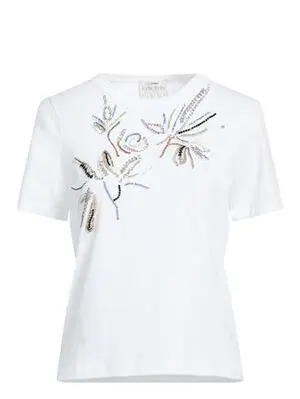 FORTE_FORTE Cotton T-shirt With Appliqués And Embellishments - White