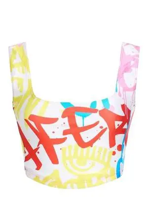 CHIARA FERRAGNI Cropped Synthetic Jersey Top - White