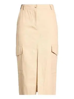 KAOS Midi Gabardine Flared Skirt - Beige