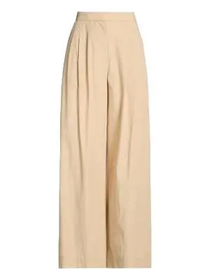 OTTOD'AME Wide-leg Cotton Trousers - Beige