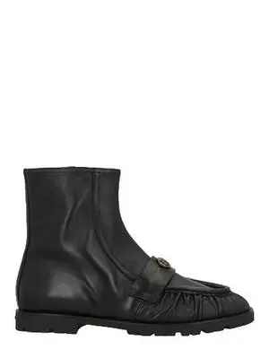 Pinko Leather Ankle Boots With Appliqués - Black