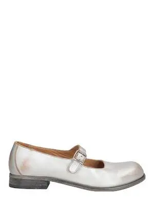 Moma Leather Ballet Flats - Silver
