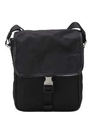 Prada Buckle Flap Messenger Bag - Black