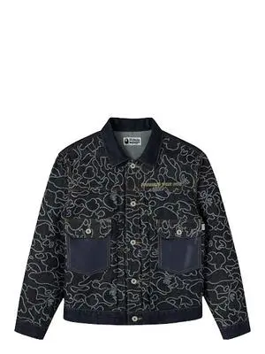 OVO X Bape Neon 1st Camo Denim Jacket - Indigo