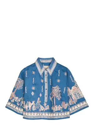 ALEMAIS Acacia Printed Linen Cropped Shirt