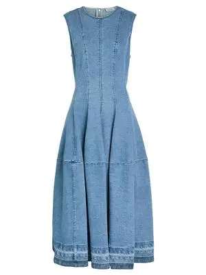 Simkhai Bowen Panelled Stretch-denim Midi Dress - Blue