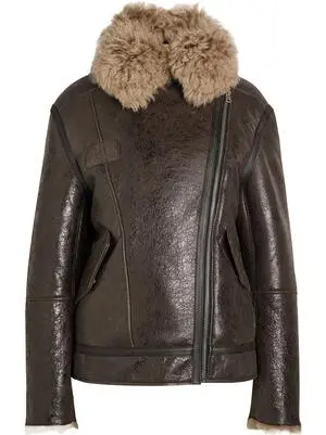 Acne Studios Leather Shearling Jacket - Dark Grey