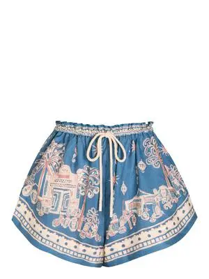 ALEMAIS Acacia Printed Linen Shorts - Blue