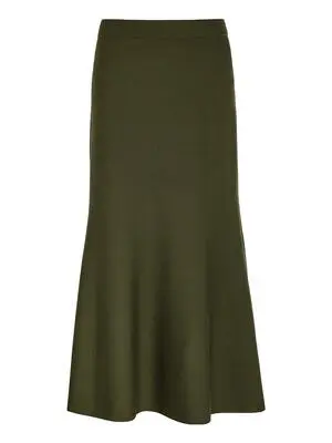 Simkhai Layne Ribbed Merino Wool Midi Skirt - Khaki