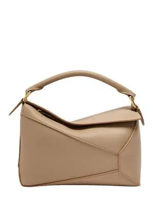 Loewe Puzzle Edge Small Leather Top Handle Bag - Sand
