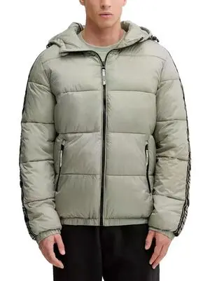 Guess Logo-tape Hooded Puffer Jacket - Green