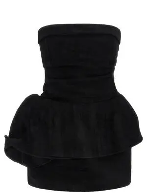 Magda Butrym Ribbed Draped Mini Dress - Black