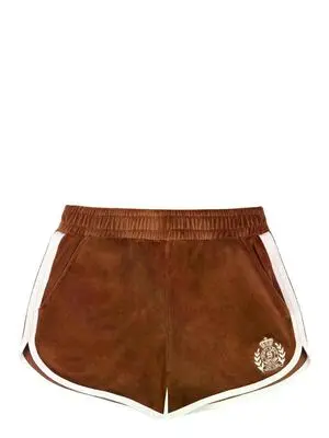 SPORTY & RICH Ny Crest Logo Track Shorts - Brown