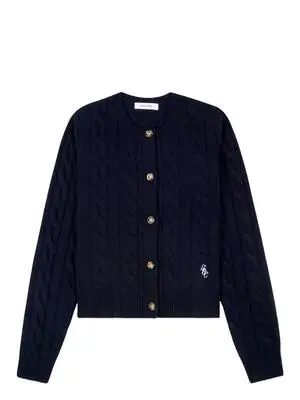 SPORTY & RICH Src Cable-knit Button Cardigan - Blue