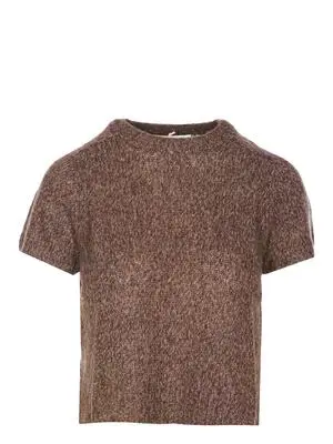 LISA YANG Knitted Crewneck Blouse - Brown