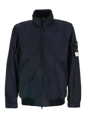 Stone Island Crinkled Jacket With Badge - Black