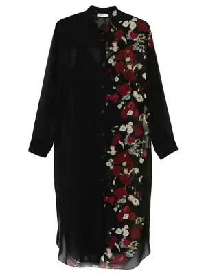 Khaite Floral-print Midi Shirt Dress - Black