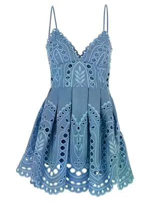 Charo Ruiz Ibiza Eyelet-design Mini Dress - Blue