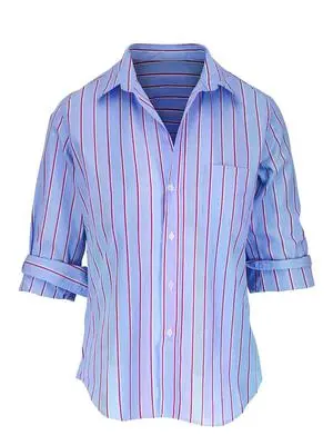 Frank & Eileen Barry Striped Cotton Shirt - Blue