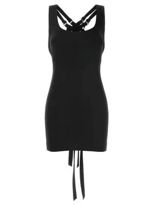 Attico Crossover-strap Jersey Dress - Black