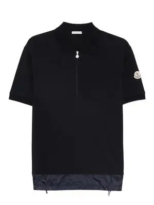 Moncler Zip Piqué Polo Shirt - Black