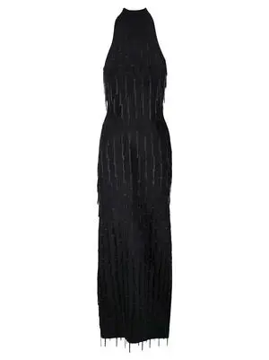 Galvan Bugle Beaded Maxi Dress - Black