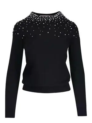 Carolina Herrera Pearl-embellished Pullover - Black