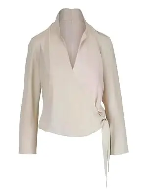 PETER COHEN Tie Wrap Silk Blouse - Neutrals