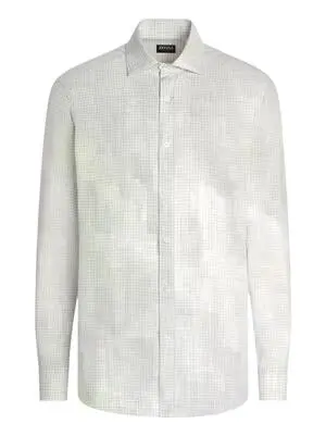 Zegna Check-pattern Point-collar Shirt - Neutrals