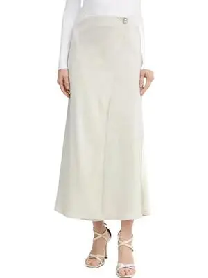 Armani Exchange Midi A-line Skirt With Button Detail - Neutrals