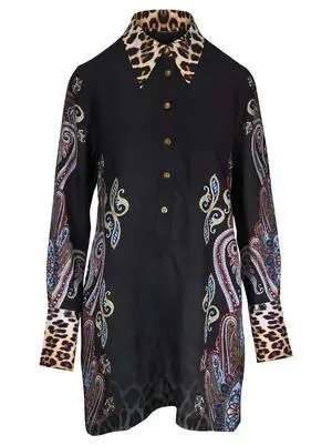 Camilla Istanbul Animalia Mini Shirt Dress - Black