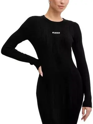 Guess Long-sleeve Maxi Dress - Black