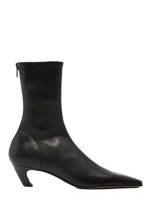 Khaite Square Toe Heeled Boots - Black