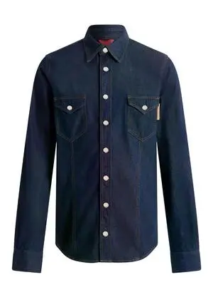 Bally Chest Pocket Denim Shirt - Blue